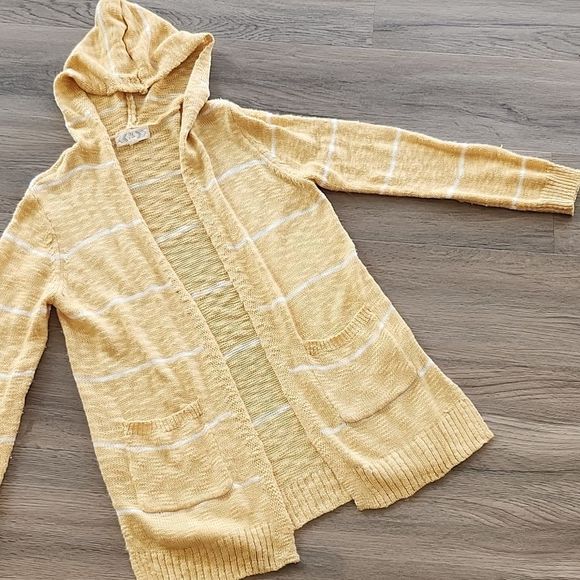 Pink Rose | Sweaters | Pink Rose Yellow And White Striped Hooded ...